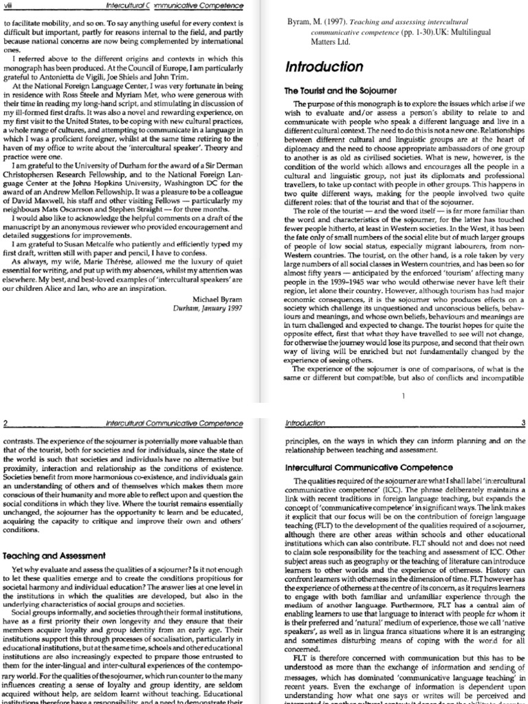 Byram's 1997 Intercultural Competence | PDF