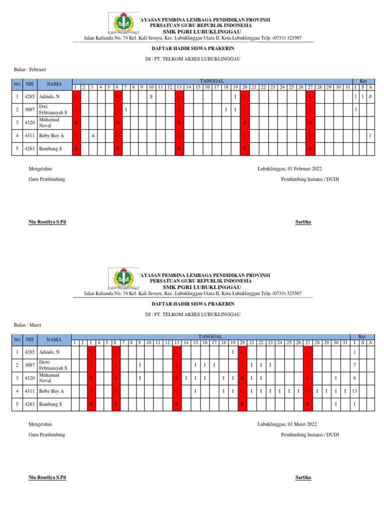 Absen SMK Pgri | PDF