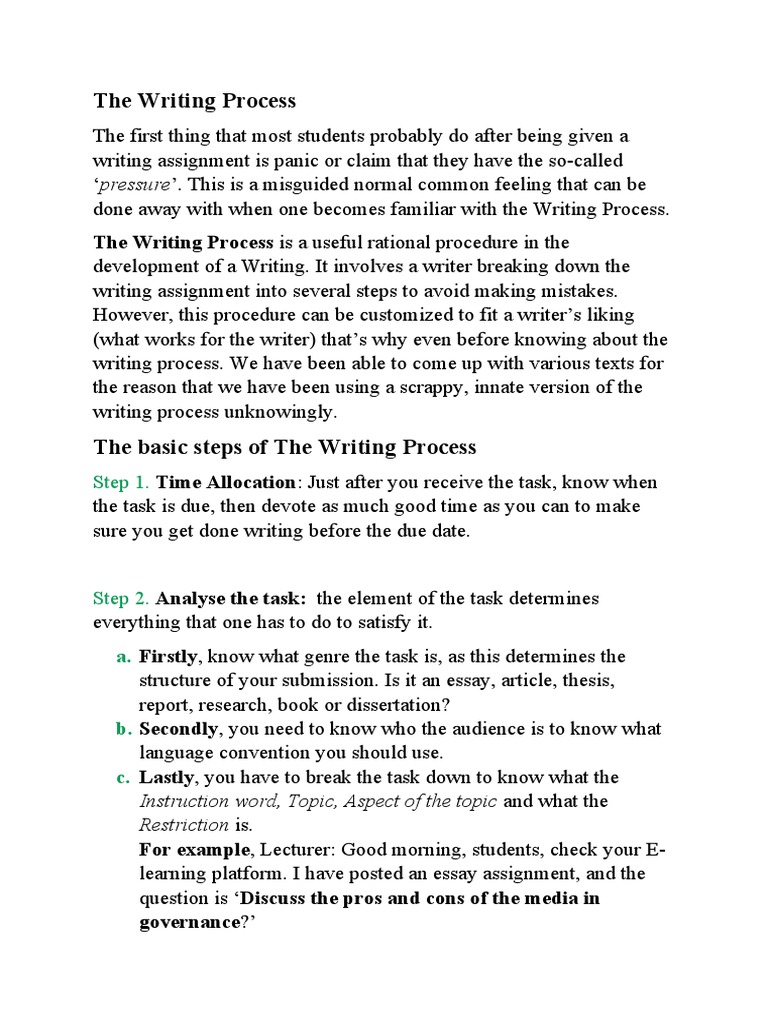 The Writing Process | PDF | Essays | Thesis