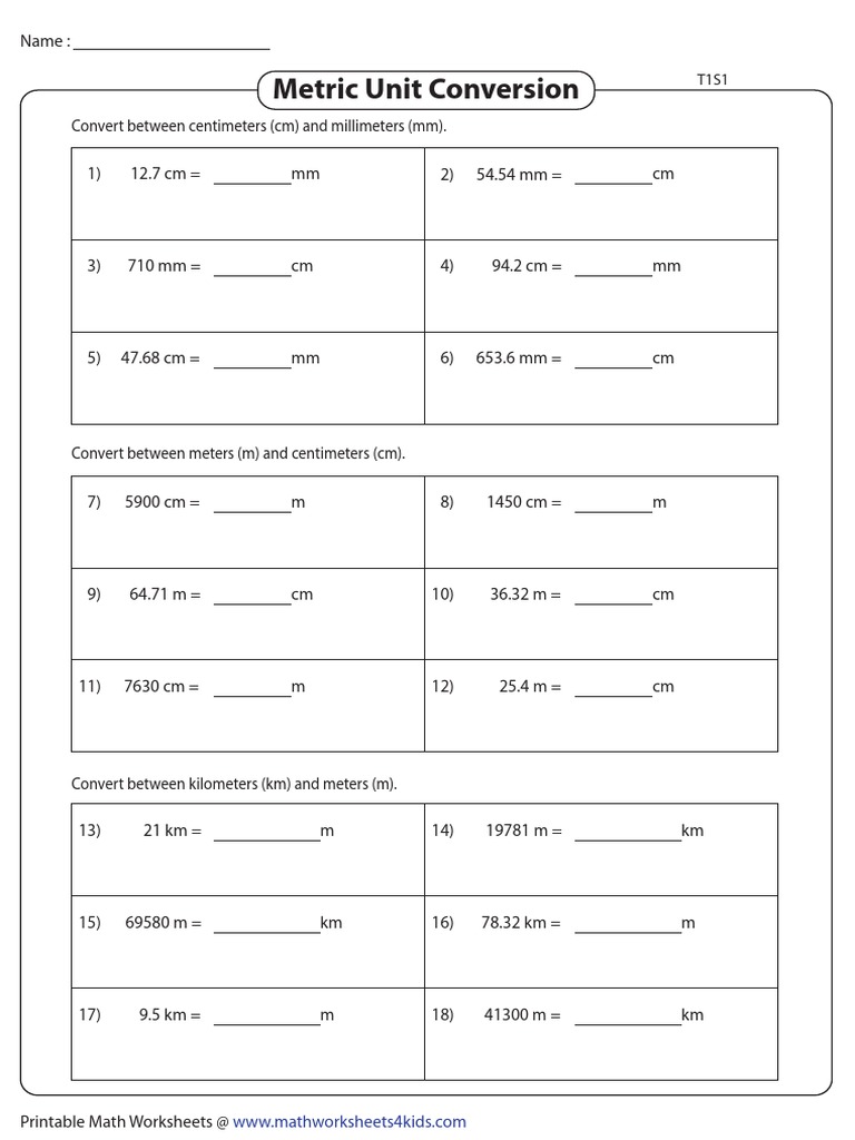 Metric Conversion - Length 1 | PDF