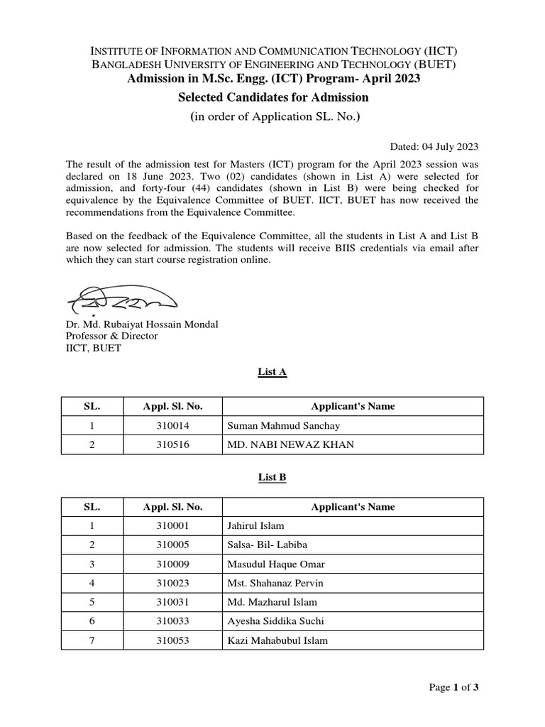 MSC Results After Equivalence | PDF | Bangladesh