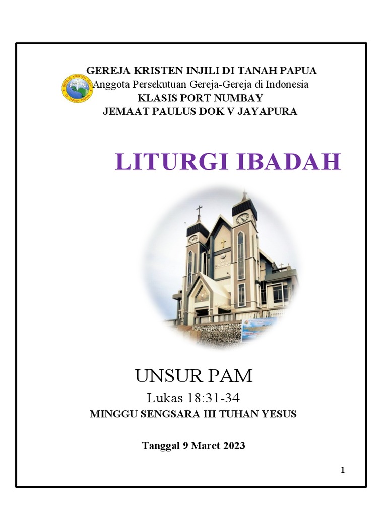 Liturgi Ibadah PKB, PW Dan PAM (7 Dan 9 Maret 2023) | PDF