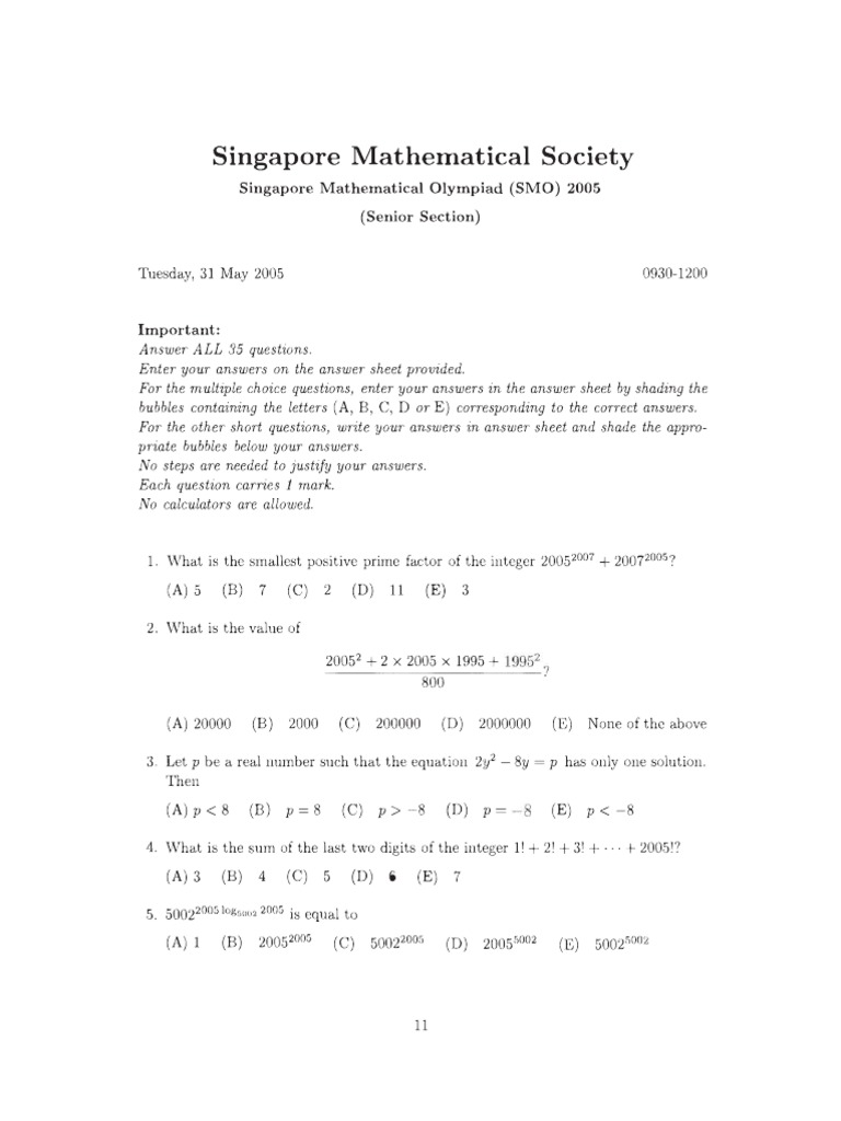 SMO 2005 Senior | PDF