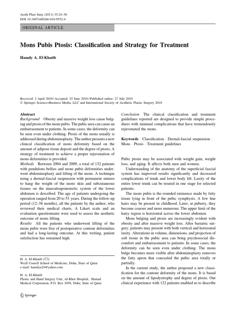 Mons Pubis Ptosis: Classification and Strategy For Treatment | PDF ...