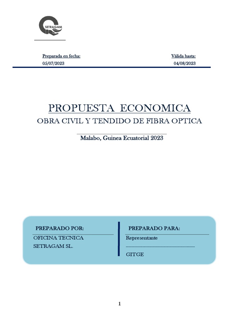 Propuesta Economica | PDF | Fibra óptica | Construyendo tecnología