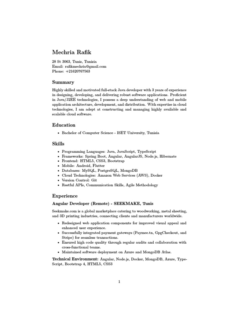 Cv En Pdf Cloud Computing Spring Framework