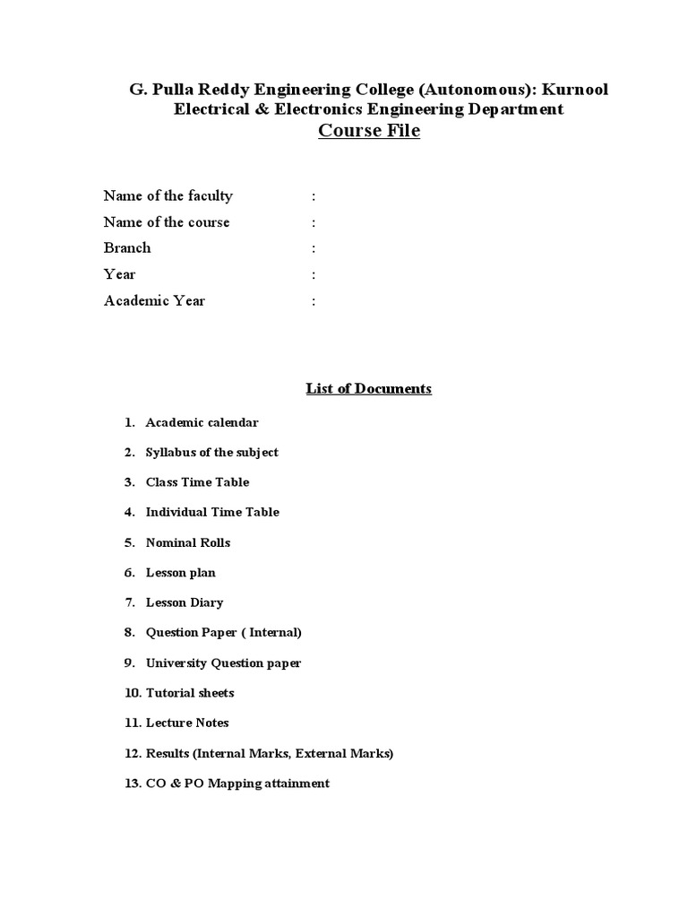 Course File Format | PDF