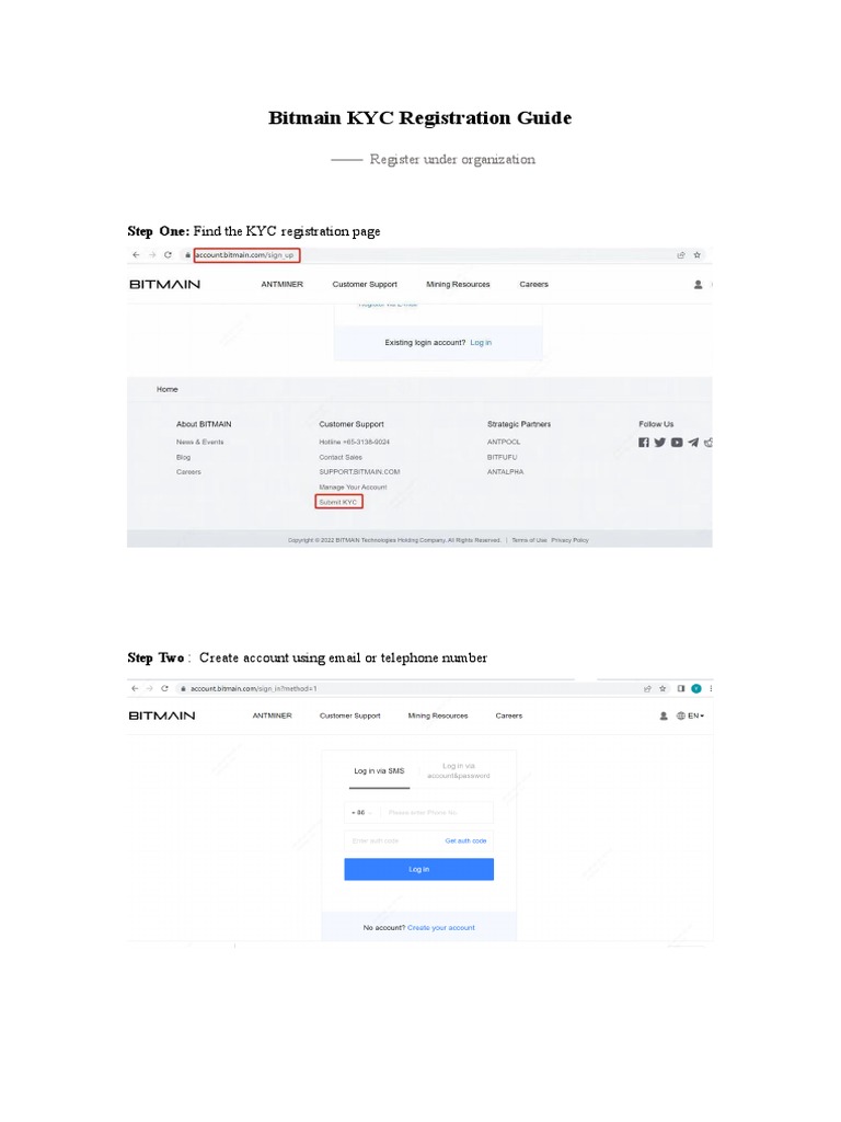 KYC Registration Guide Organization Bitmain | PDF
