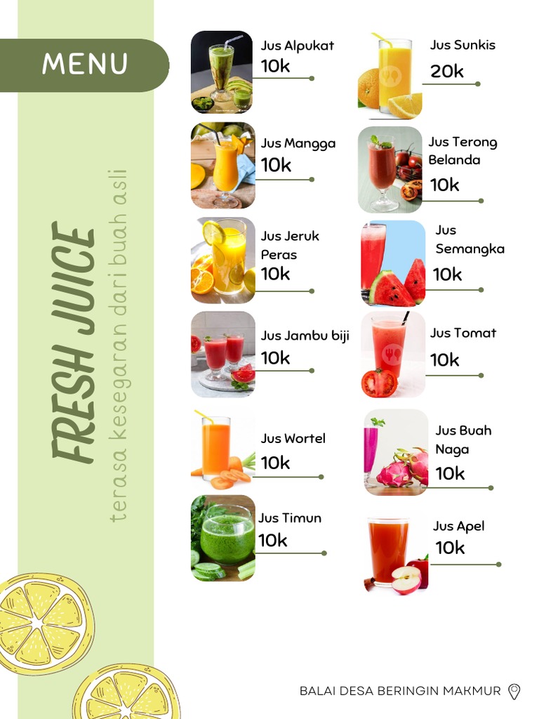 Menu Jual Jus Buah Minuman | PDF