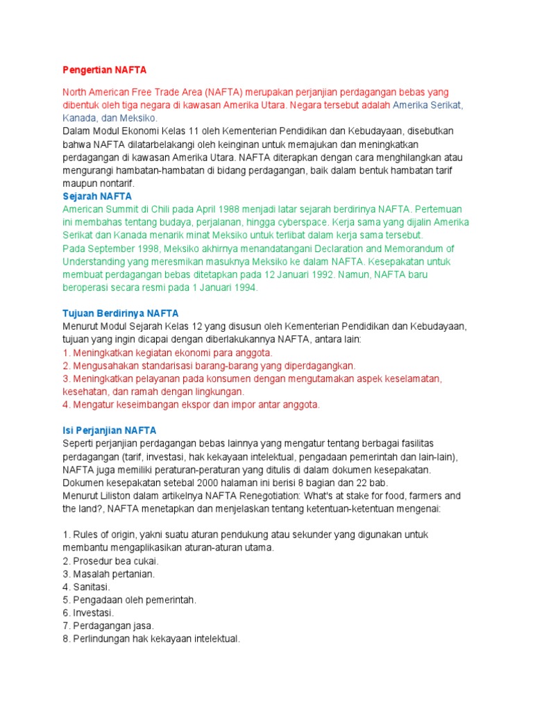 Sejarah NAFTA | PDF