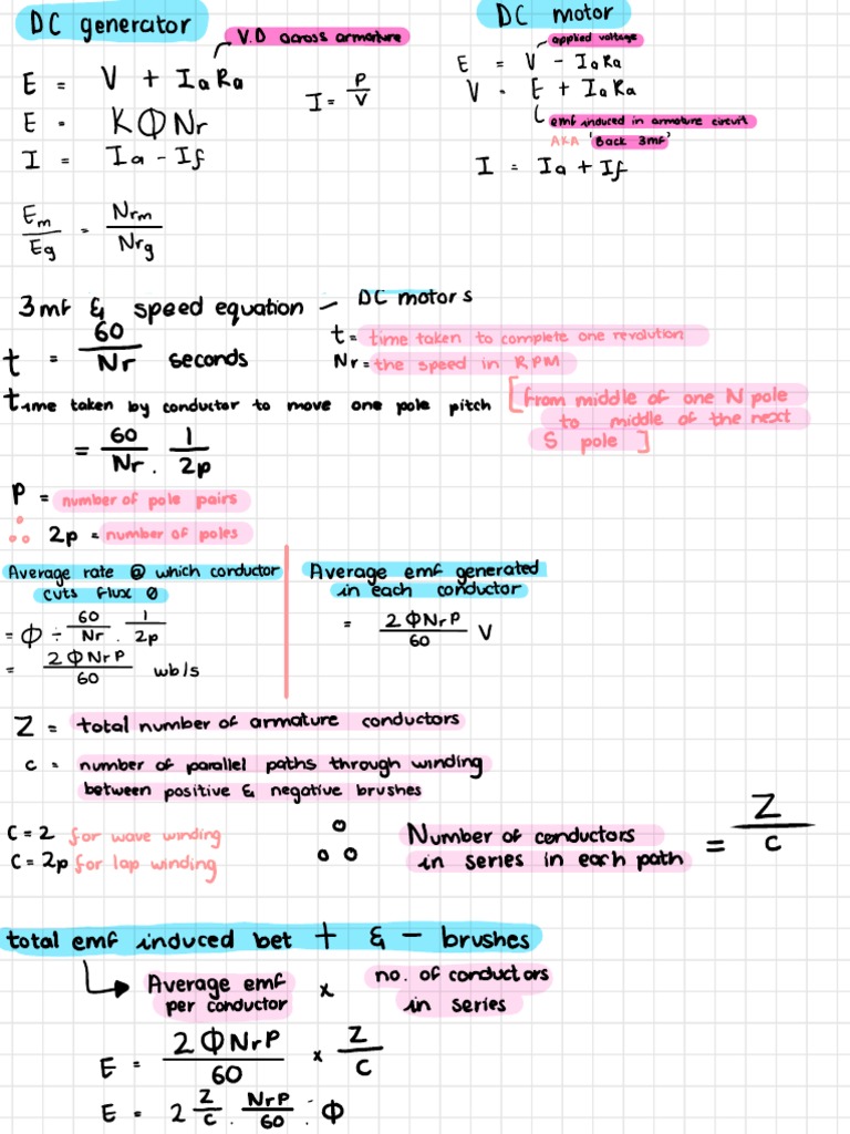DC Motors Formulas | PDF | Electric Motor | Electromagnetism