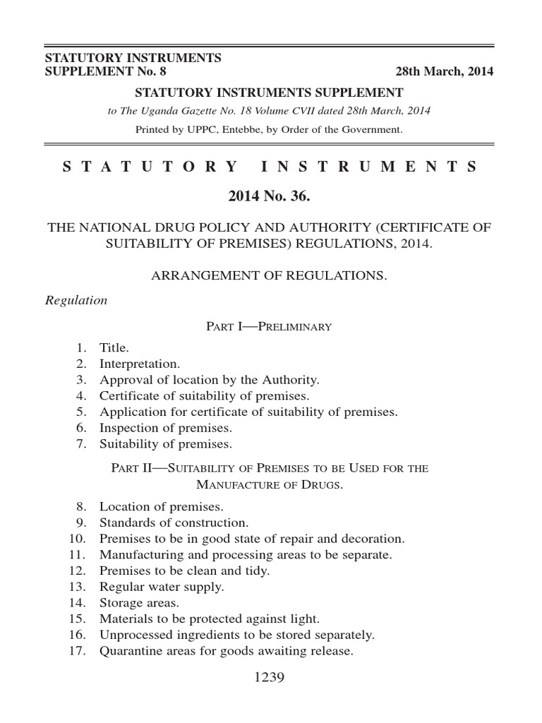 Drug Certificate-of-Suitability-of-premises-Regulation | PDF | Pharmacy | Prescription Drugs