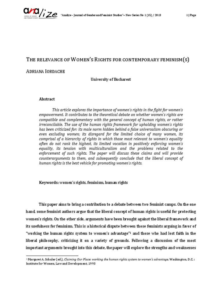 20.the Relevance of Women's Rights For Contemporary Feminism(s) Autor ...