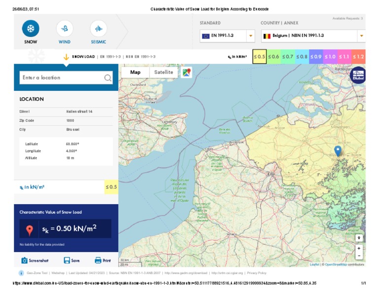Characteristic Value of Snow Load For Belgium According To Eurocode ...