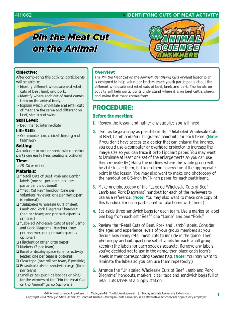 4H1662 AnimalScienceAnywhere-Meat Cuts | PDF | Steak | Lamb And Mutton