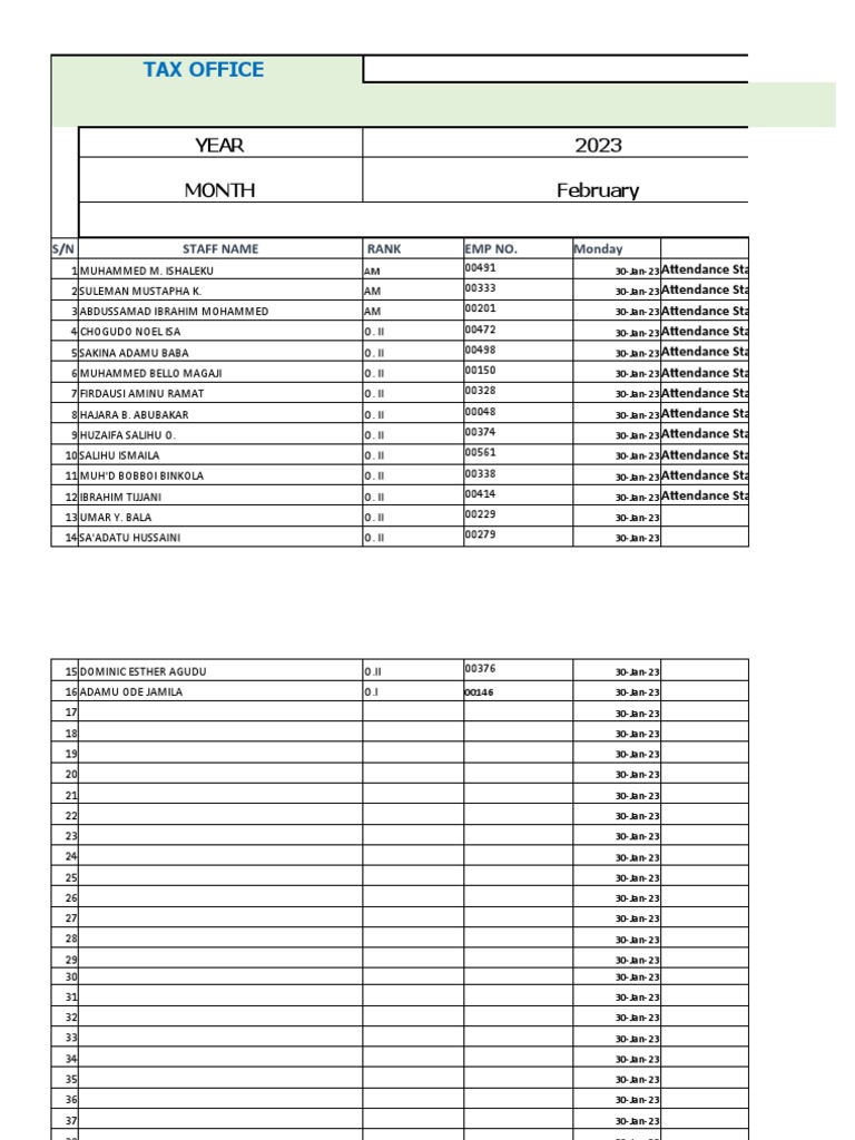 New Attendance Sheet 2023 | PDF