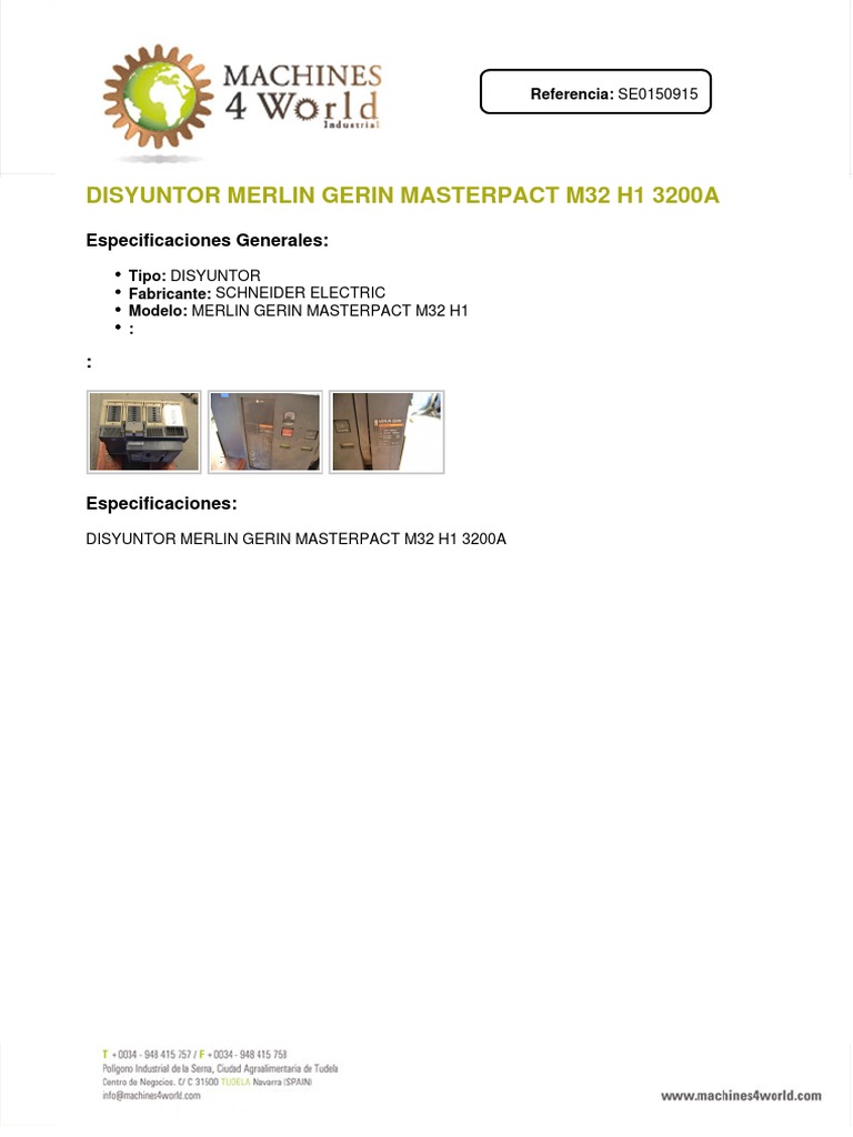 Disyuntor Masterpact M32 H1 3200A | PDF