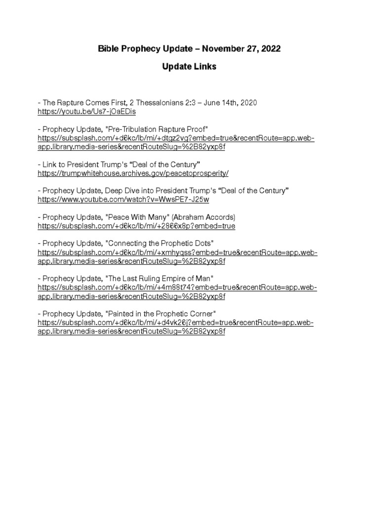 Prophecy Update Nov 27, 2022 | PDF