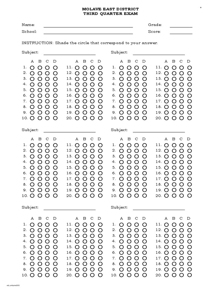Answer Sheet | PDF