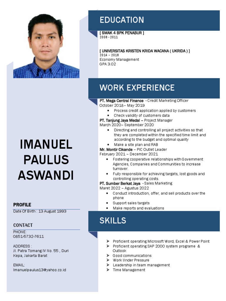 CV Imanuel Paulus Aswandi | PDF | Computing | Business