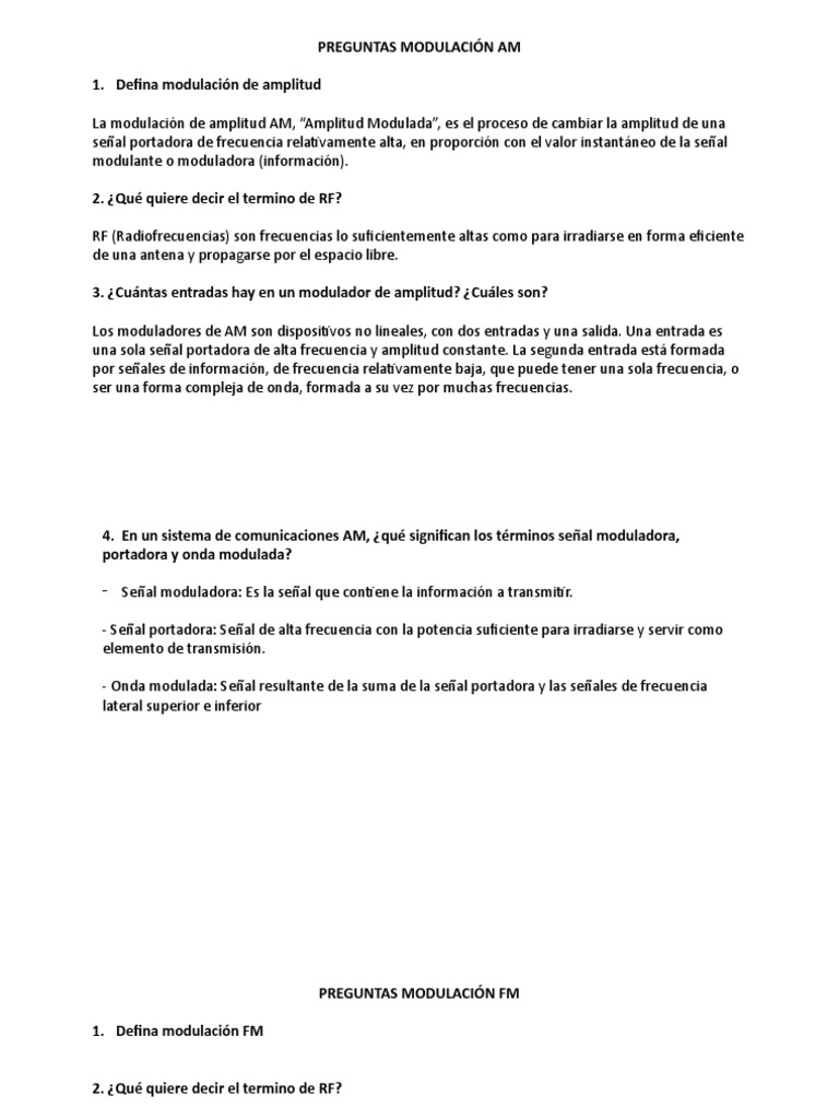 Preguntas Modulación AM y FM | PDF