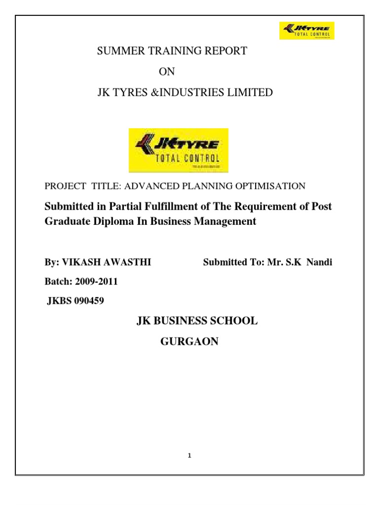 Summer Training Report | PDF | Supply Chain Management | Tire