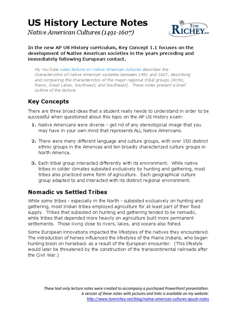 Native American Cultures 1491-1607 Overview | PDF