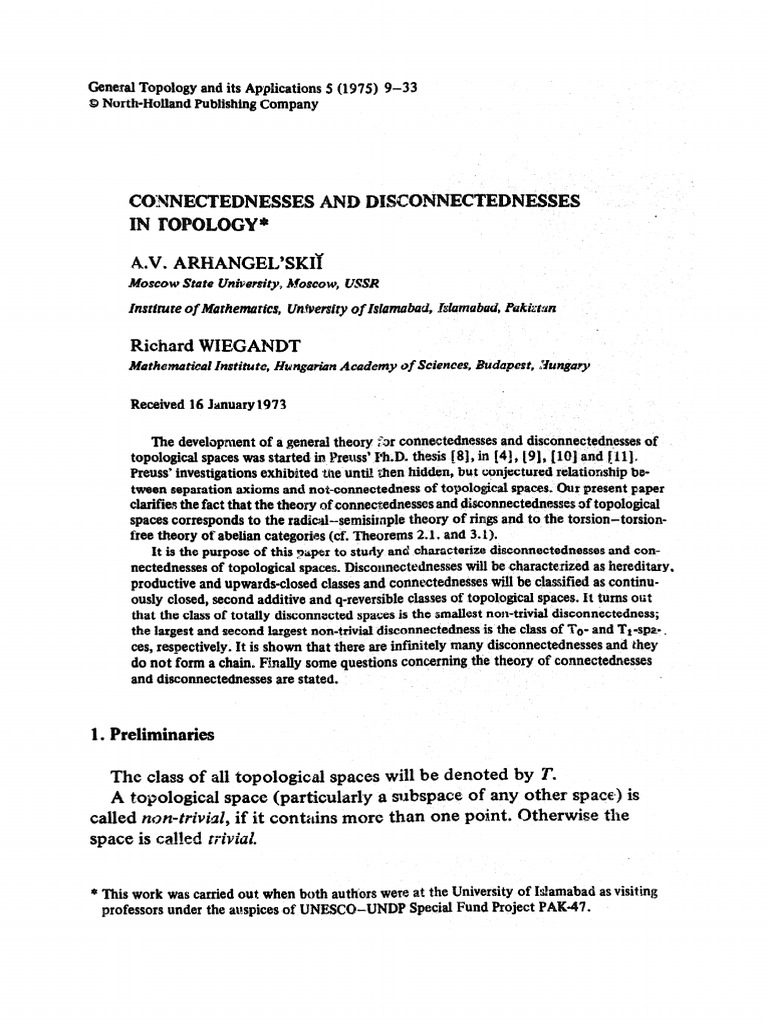 AW75 Connectedness and Disconnectedness in Topology | PDF ...