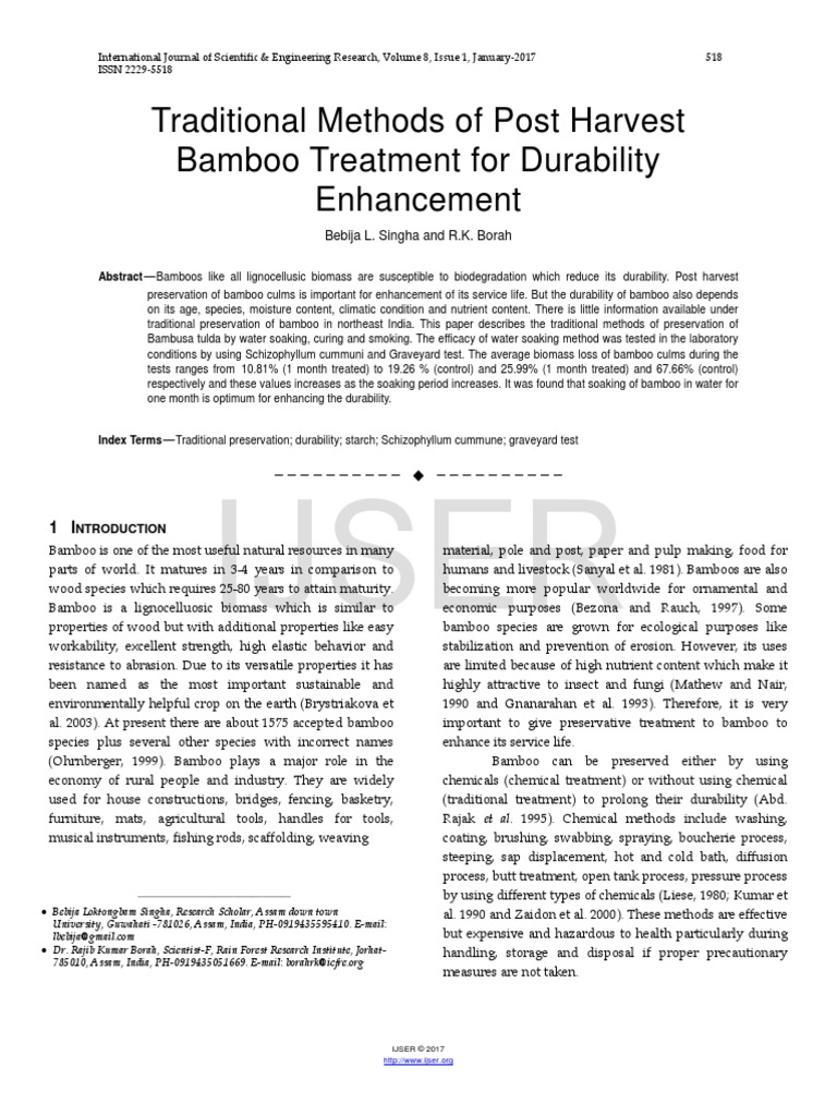 Traditional Methods of Post Harvest Bamboo Treatment For Durability ...