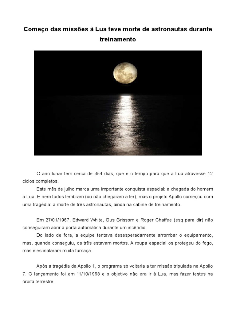 Artigo - As Missões À Lua | PDF | Programa Apollo | Apollo 11