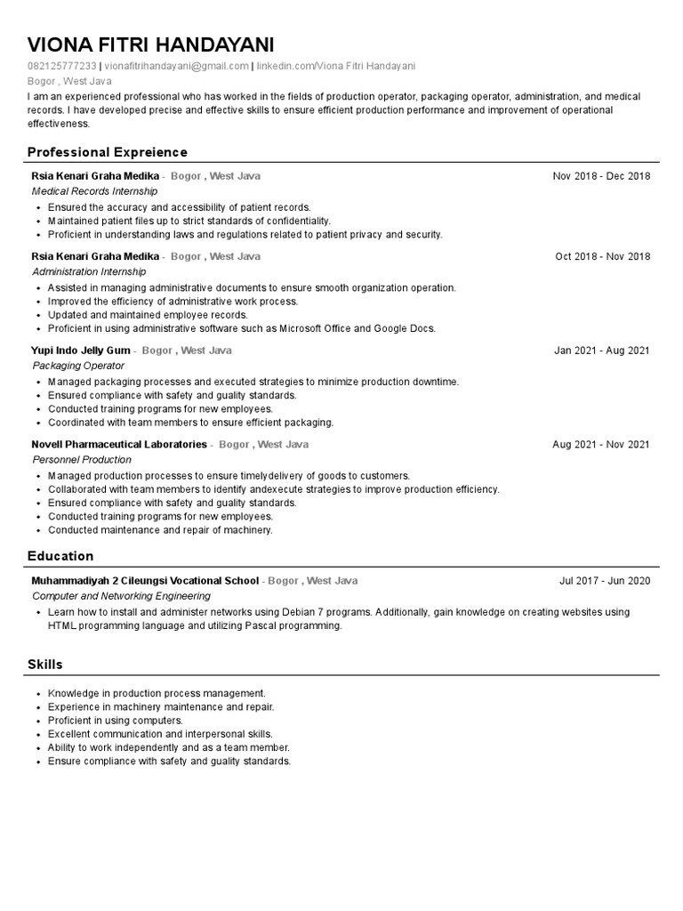CV - ATS Production Operator | PDF | Java (Programming Language ...
