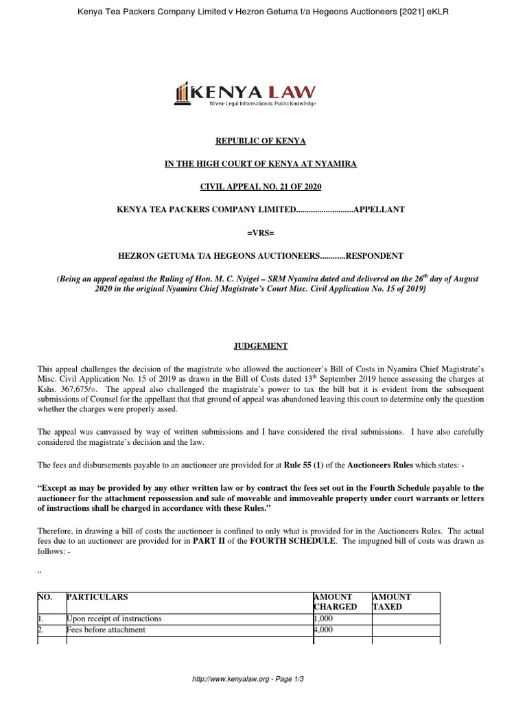 Civil Appeal 21 of 2020 | PDF