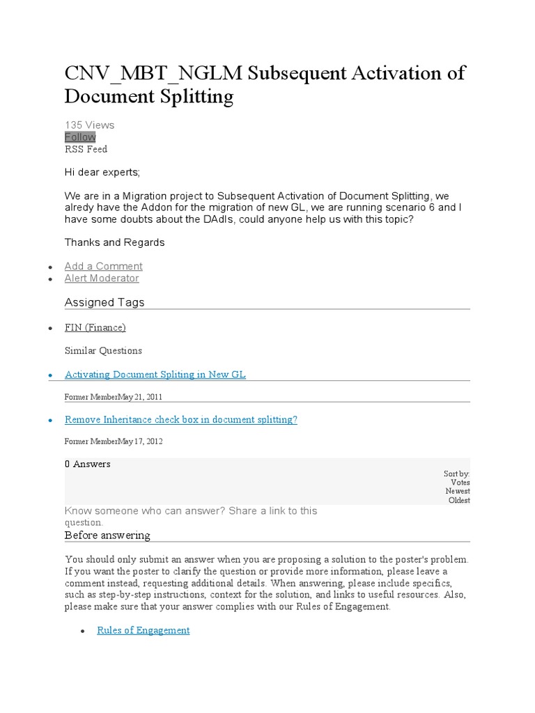 CNV - MBT - NGLM Subsequent Activation of Document Splitting: 135 Views | PDF
