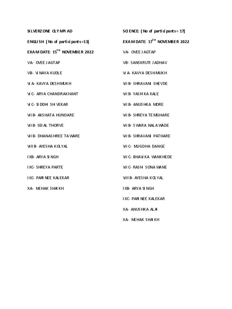 Silverzone Olympiad | PDF