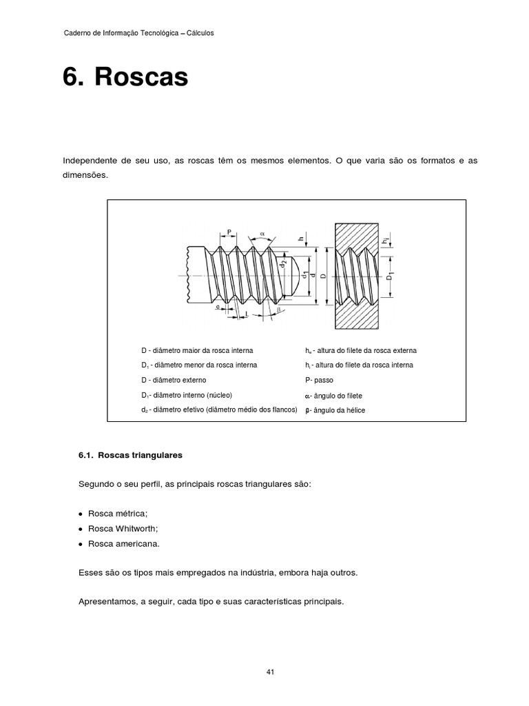 Cálculos de Roscas | PDF | Triângulo | Engenharia Mecânica