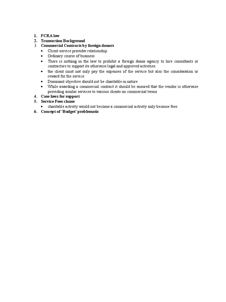 FCRA Compliance for Foreign Donor Contracts | PDF