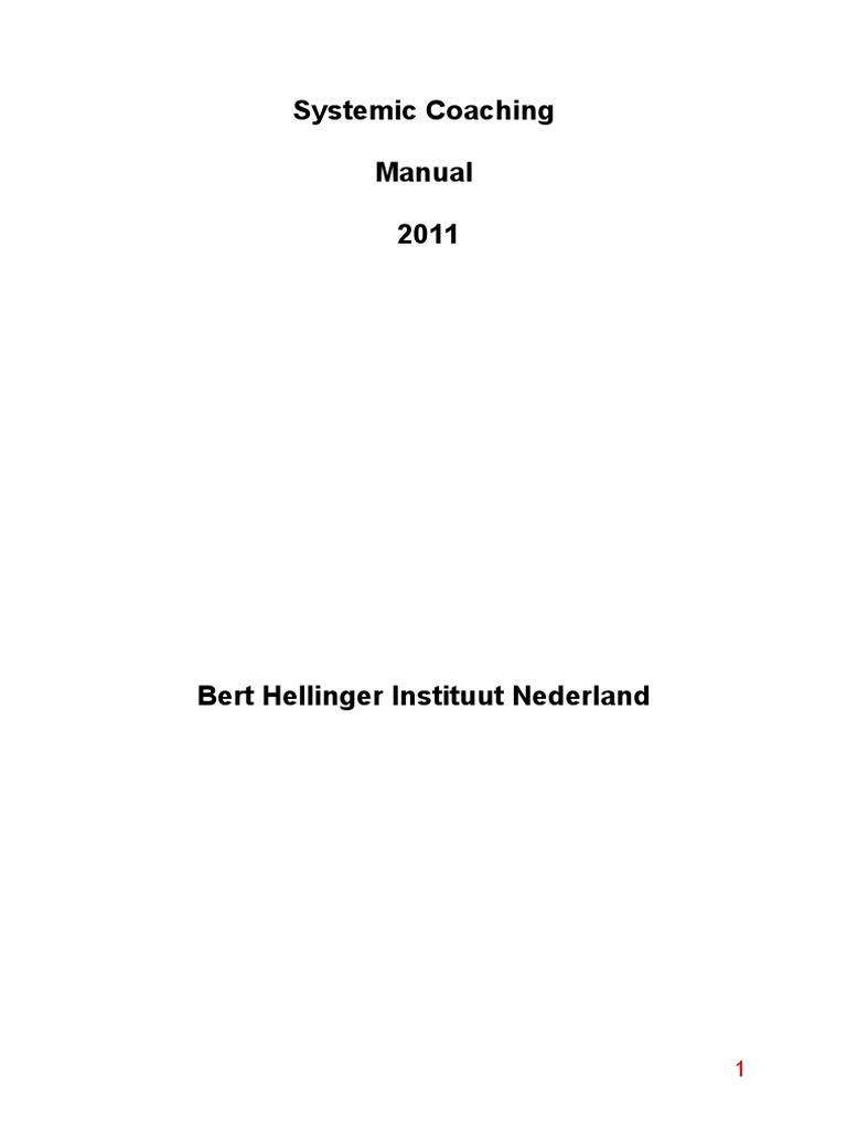 Systemic Coaching Manual - Jan Jacob Stam | PDF