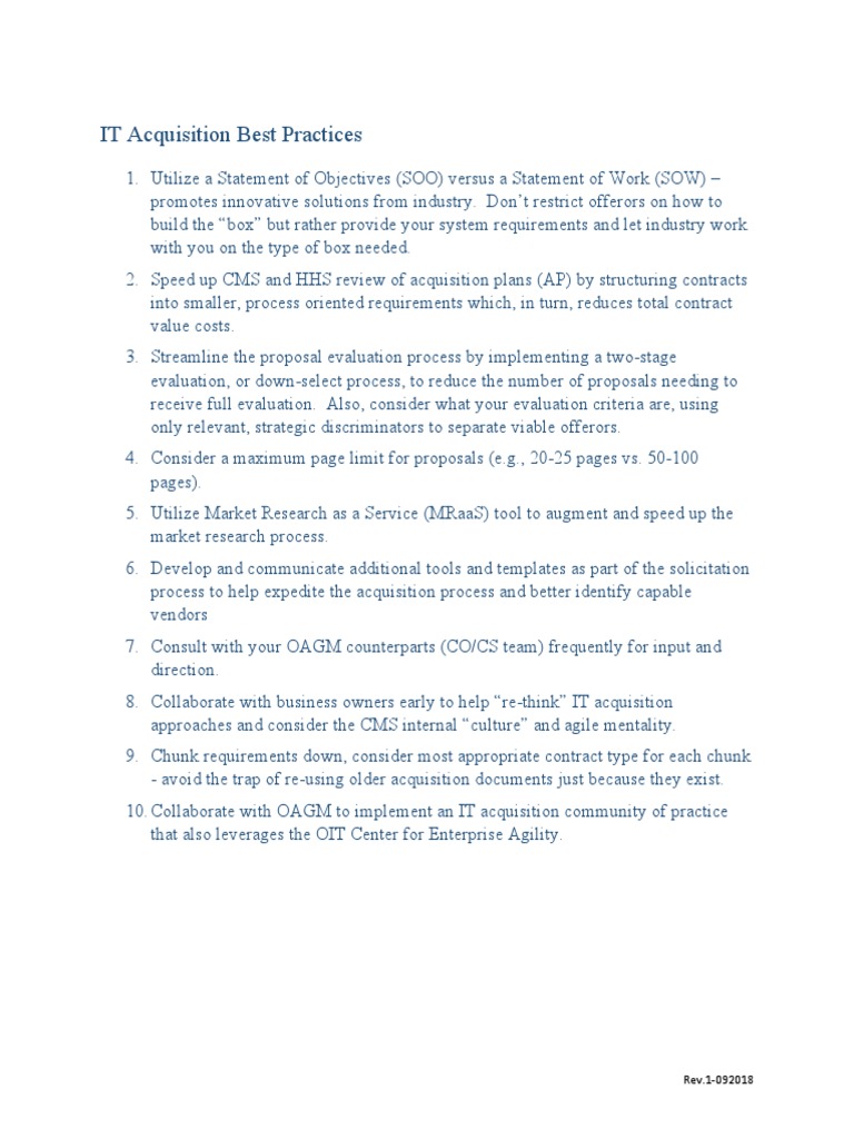 IT Acquisition Best Practices | PDF