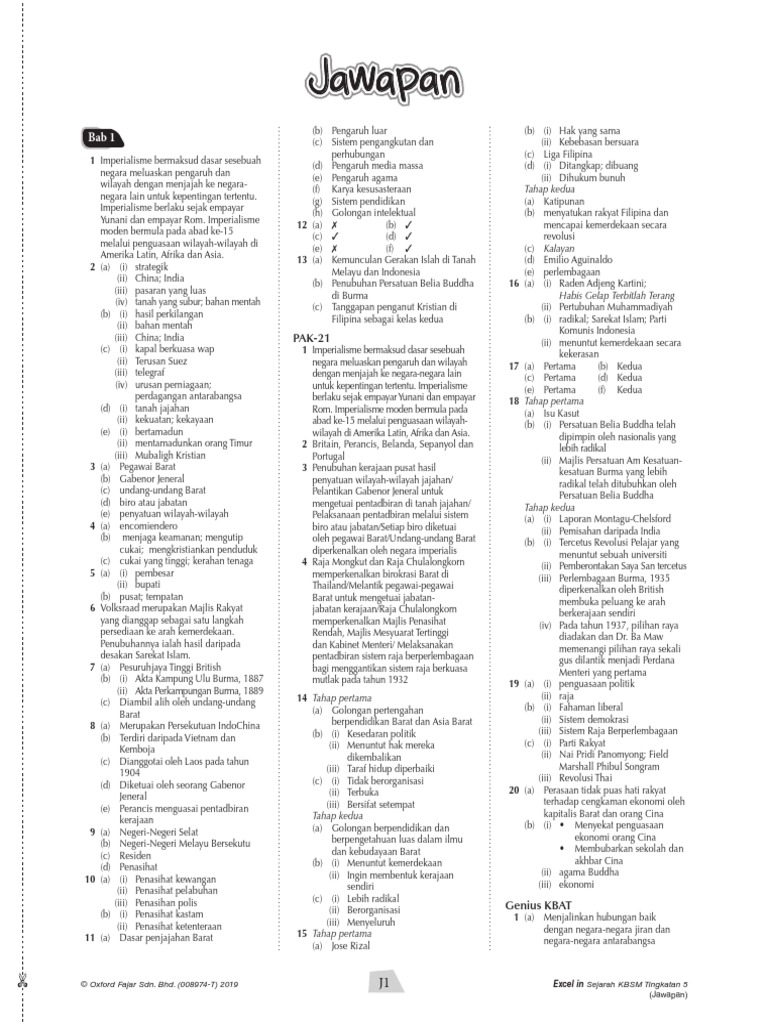 Excel in Sej Tg5 - Jawapan - SE - Final | PDF