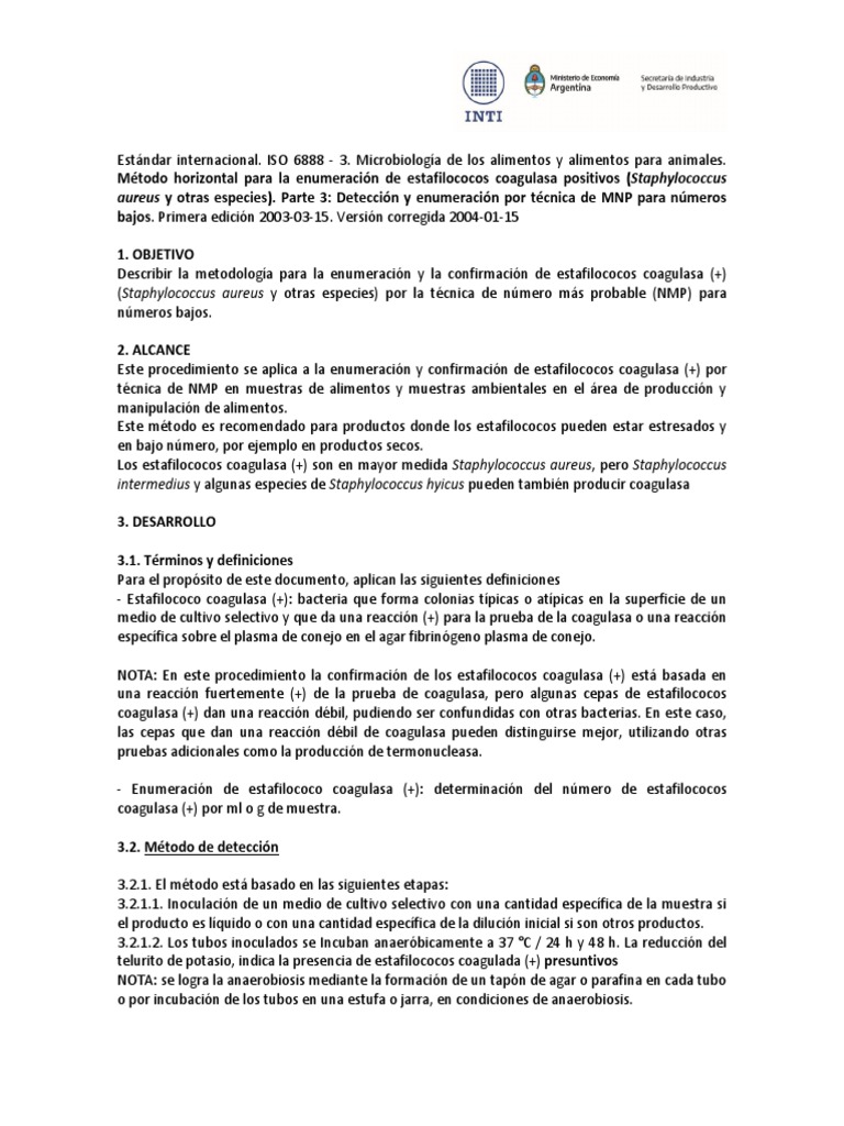 6 - Estafilococos NMP ISO 6888-3 | PDF | Staphylococcus Aureus | Agua