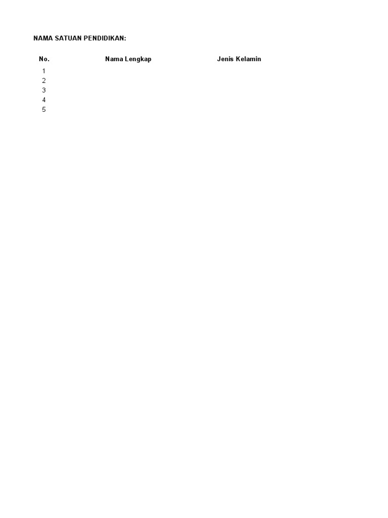 Format Template Data Populasi Sekolah Update | PDF