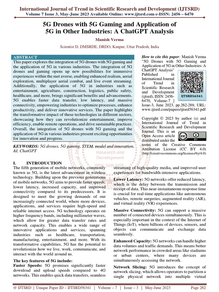 5G Drones With 5G Gaming and Application of 5G in Other Industries A ChatGPT Analysis | PDF ...