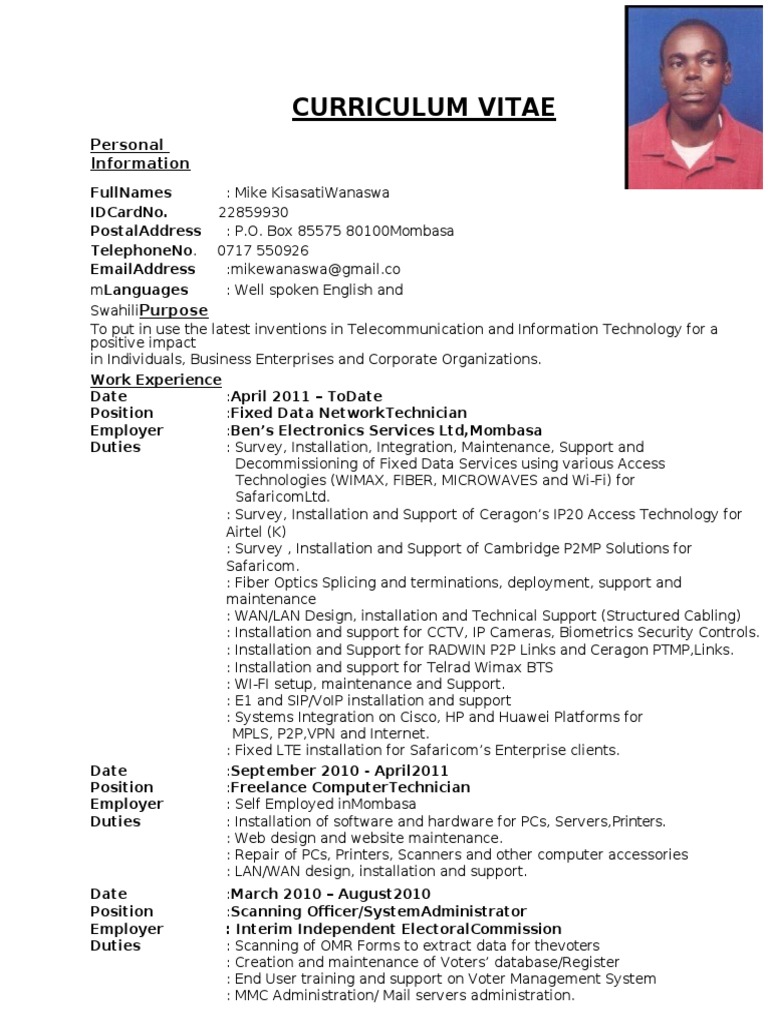 Curriculum Vitae: Personal Information | PDF