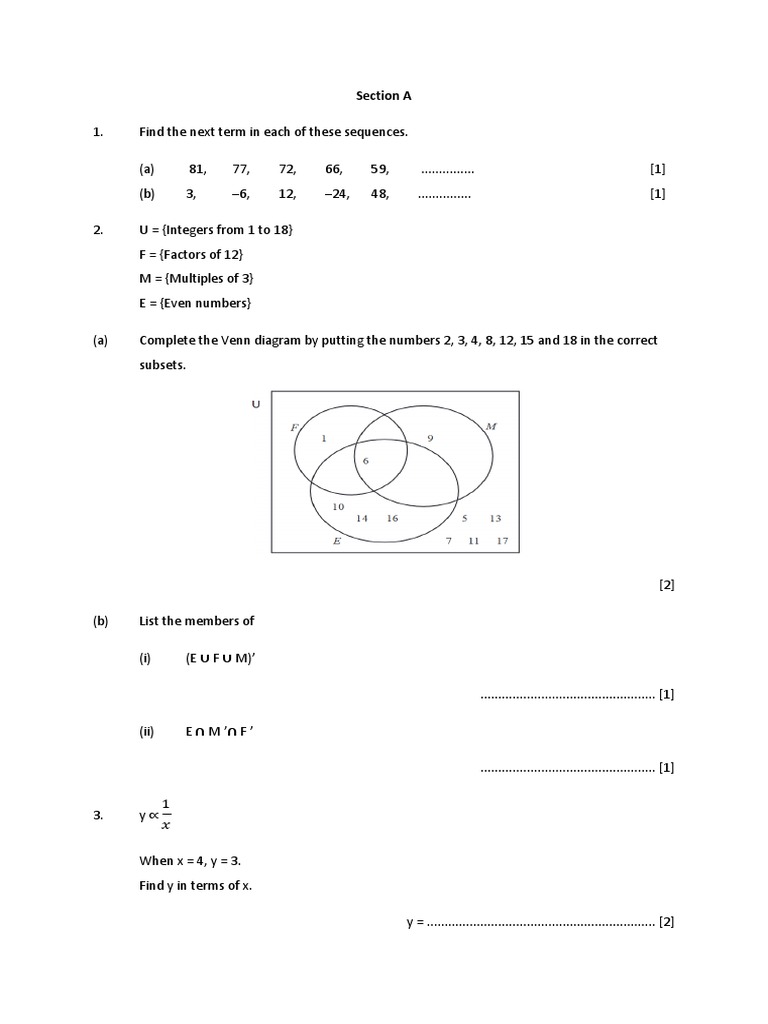 Mock Test - Math - Edited | PDF | Sequence | Algebra