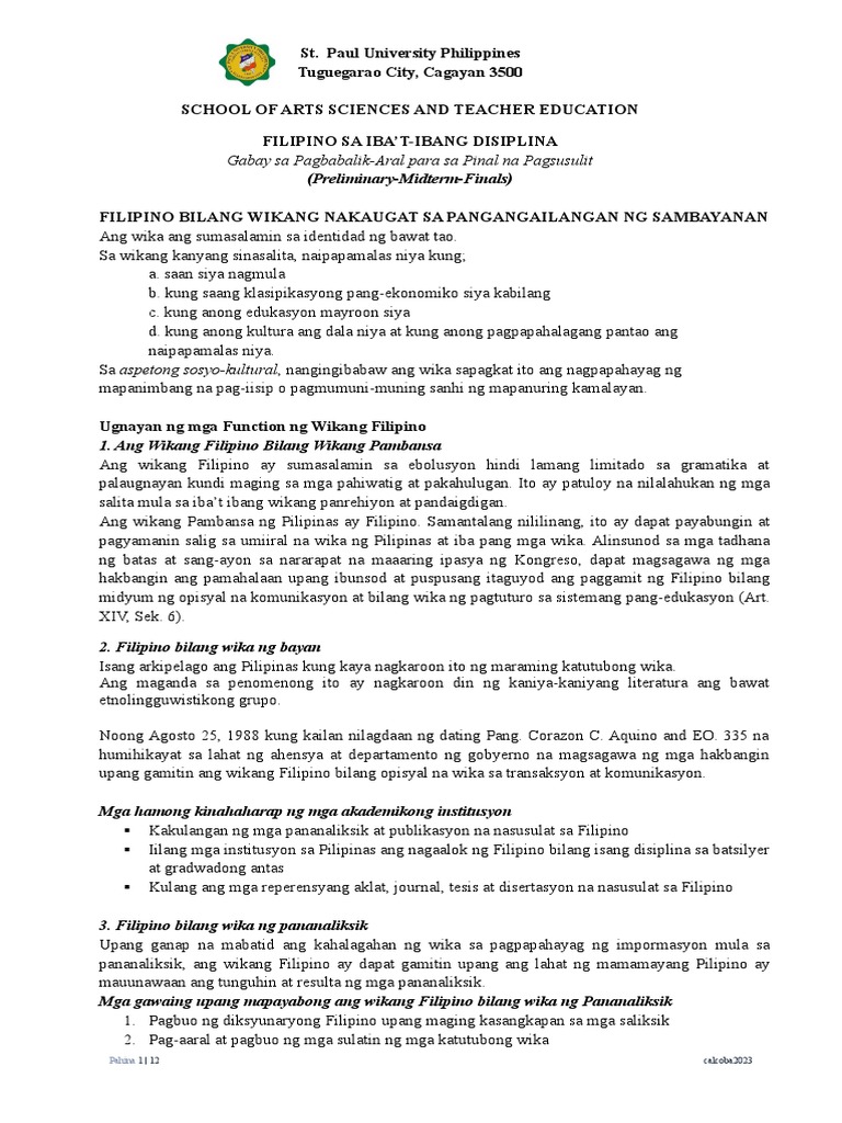 Final Exam Reviewer | PDF