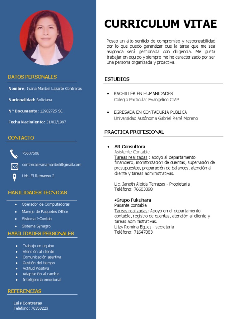 CV Ivana Maribel Lazarte | PDF | Contabilidad | Business