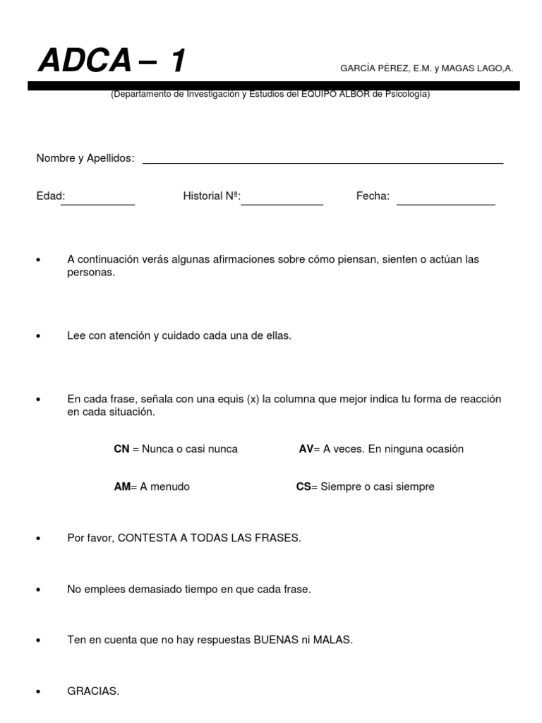 ADCA-1 - ProToCoLo D aSerTiviDad | PDF