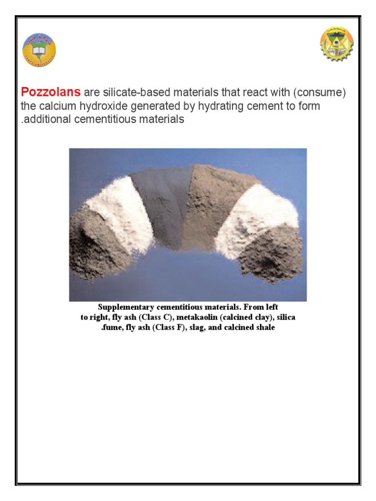 Pozzolanic Materials | PDF | Concrete | Cement