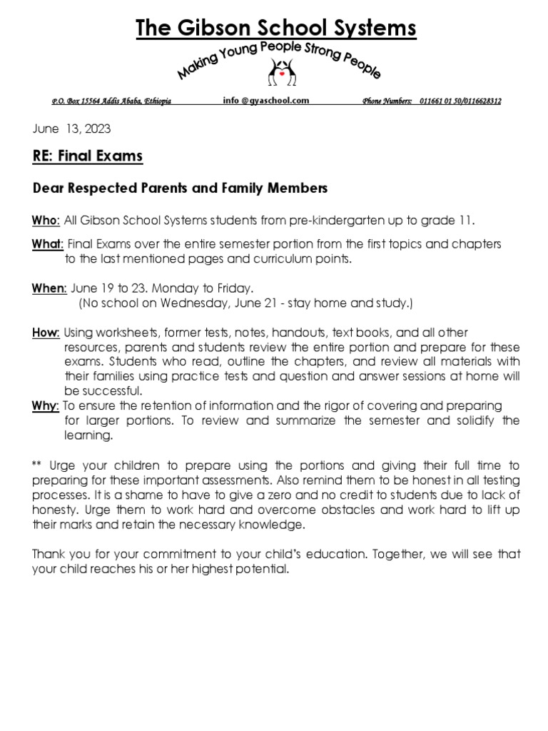 Final Exam Letter | PDF