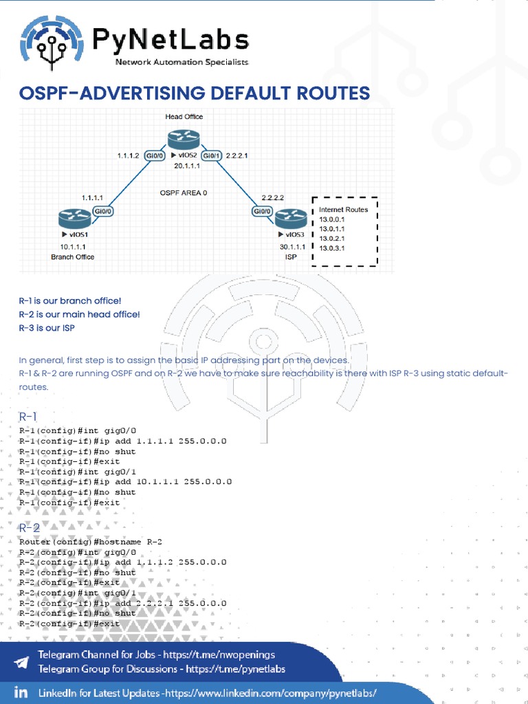 OSPF Default-Route | PDF | Internet Architecture | Internet Standards OSPF Default-Route | PDF | Internet Architecture | Internet Standards